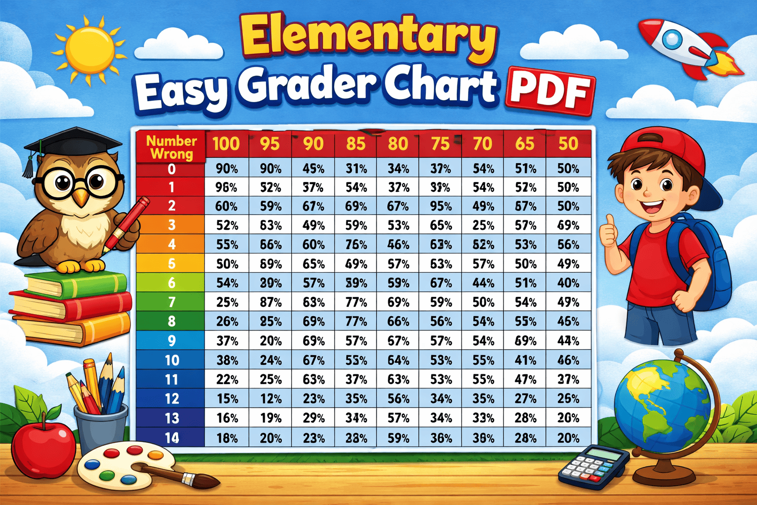 Elementary Easy Grader Chart PDF Grading Tool for Teachers